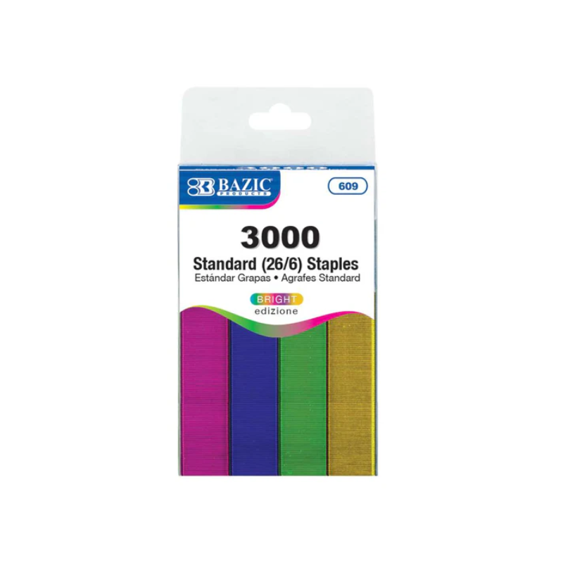BAZIC Coloured Metallic Standard Staples (3000/Box) - The Up Shop ...