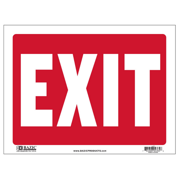 BAZIC 12" x 16" Exit Sign - The Up Shop – Very Exciting Things Ltd.