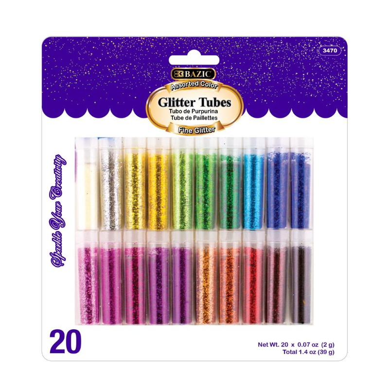 BAZIC 2g Glitter Tubes (20/Pack) - The Up Shop – Very Exciting Things Ltd.