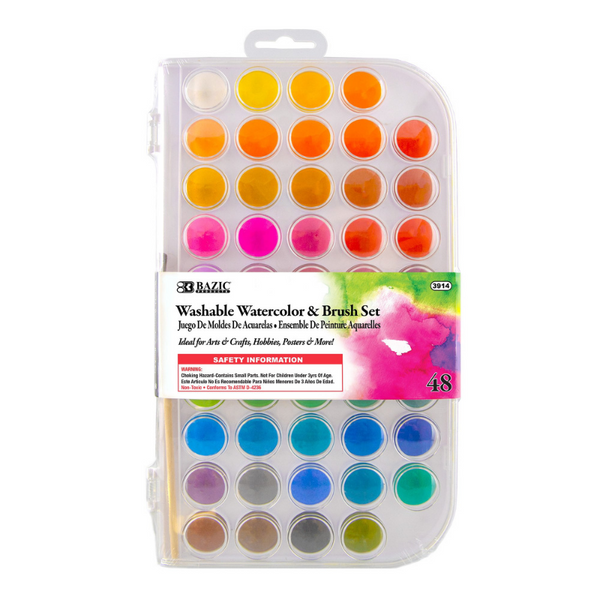 BAZIC 48 Colour Watercolour with Brush - The Up Shop – Very Exciting ...