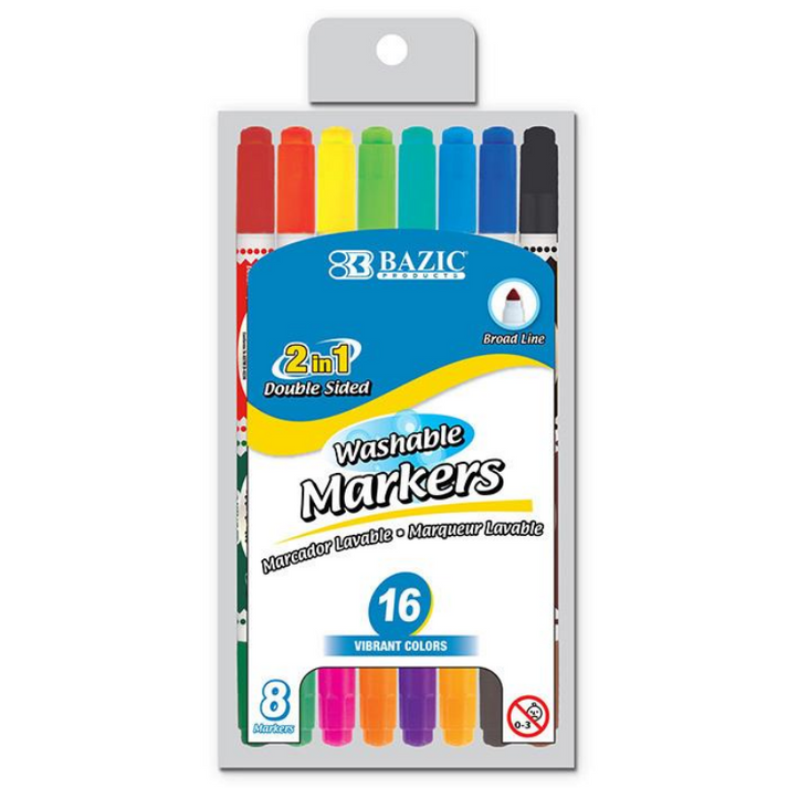 BAZIC 8 Double-Tip Washable Markers - The Up Shop – Very Exciting ...