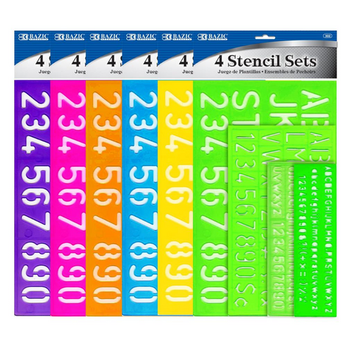 BAZIC 8, 10, 20, 30mm Size Lettering Stencil Sets (4/Pack) - The Up ...