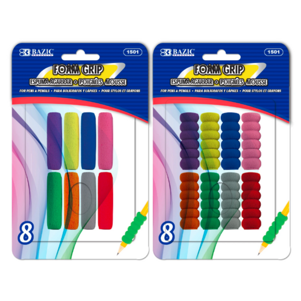 BAZIC Assorted Colour & Shape Foam Pencil / Pen Grip (8/Pack) - The Up ...