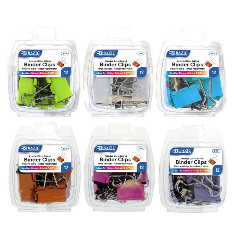 BAZIC Assorted Size Color Binder Clip (12/Pack) - The Up Shop – Very ...