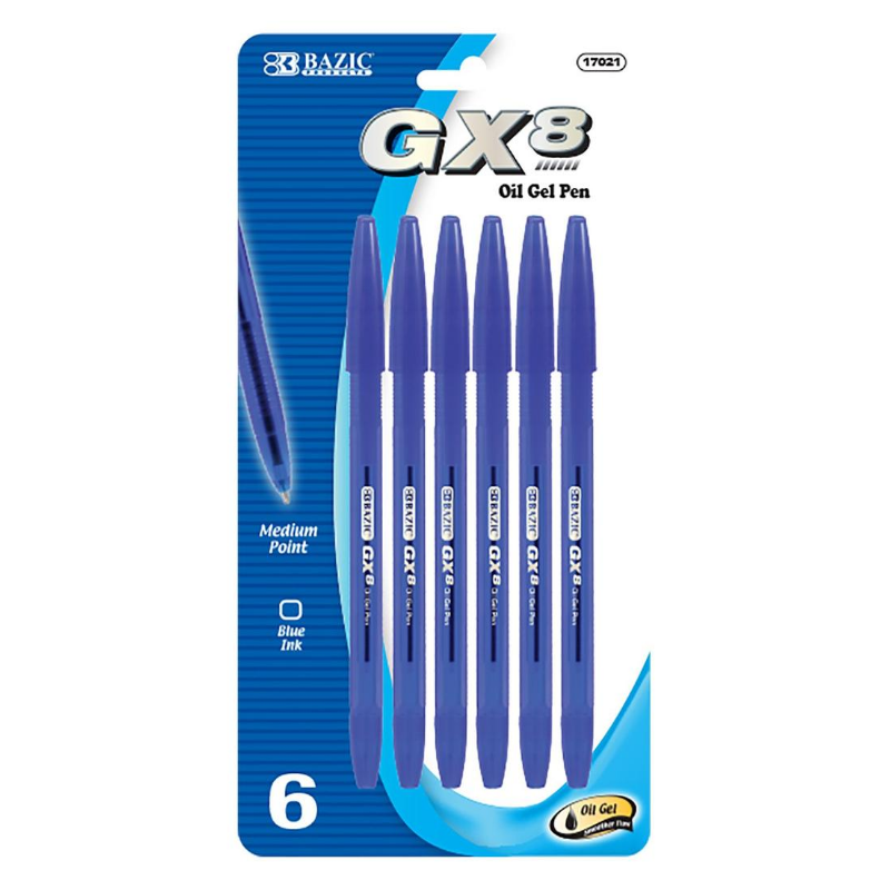BAZIC GX-8 Blue Oil-Gel Ink Pen (6/Pack) - The Up Shop – Very Exciting ...