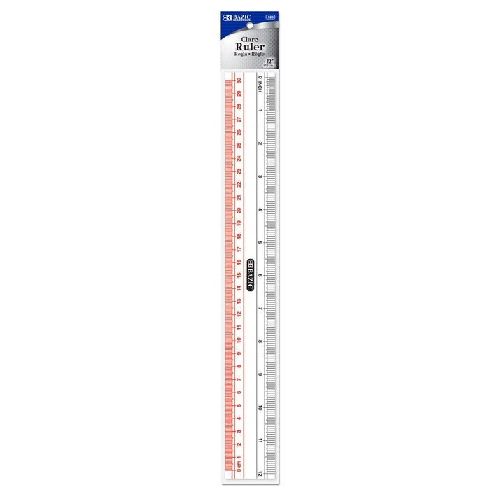 BAZIC 12" / 30cm Claro Transparent Plastic Ruler - The Up Shop – Very ...