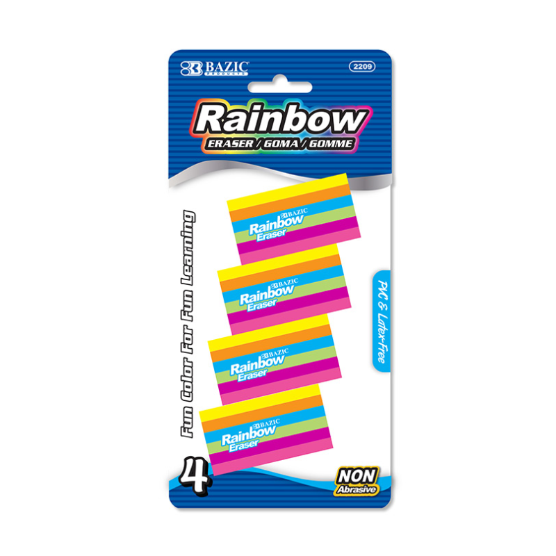 BAZIC Rainbow Eraser (4/Pack) - The Up Shop – Very Exciting Things Ltd.