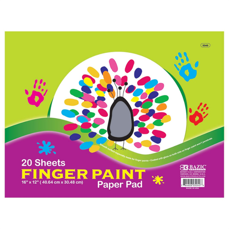 BAZIC 12" x 16" Finger Paint Paper Pad (20 Sheets) - The Up Shop – Very ...