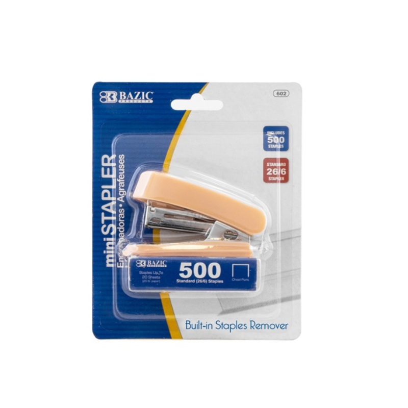 BAZIC Mini Pastel Colour Standard (26/6) Stapler w/ 500 Staples - The ...