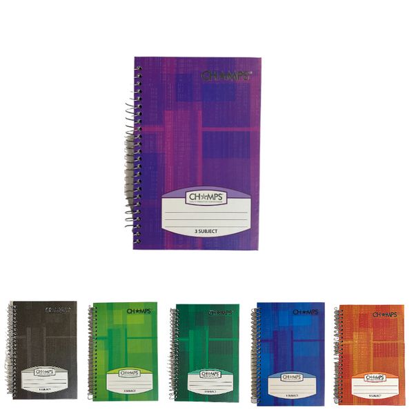 Champs Hard Cover 3 Subject Spiral Notebook - 8 x 5¼ - The Up Shop ...