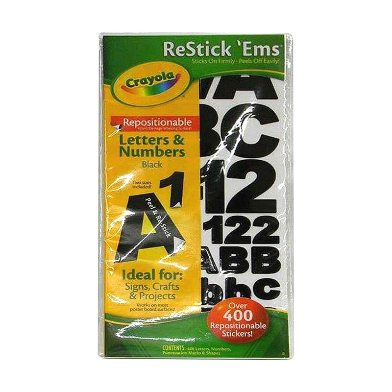 Crayola Restick'em Stickers - Letters & Numbers - Black - The Up Shop ...