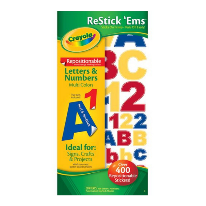 Crayola Restick'em Stickers - Letters & Numbers - Multicolour - The Up ...