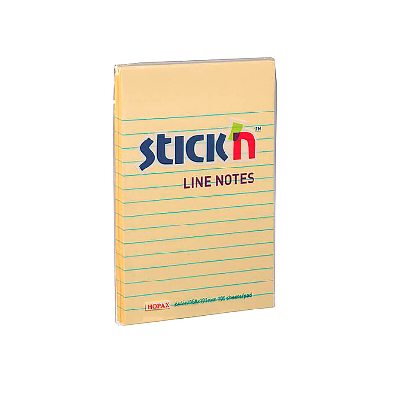 Stick'N 6 x 4 Pastel Yellow Lined Sticky Notes (100 Sheets) - The Up ...