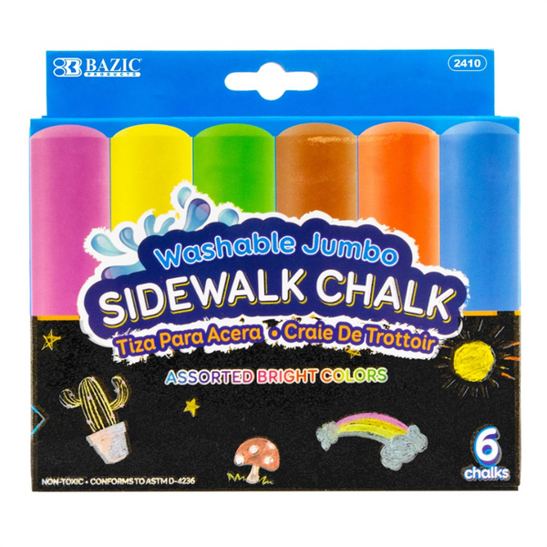 BAZIC Jumbo Washable Sidewalk Chalk (6/Pack) - The Up Shop – Very ...